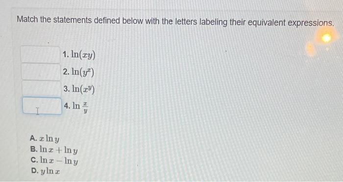 Solved Match the statements defined below with the letters | Chegg.com