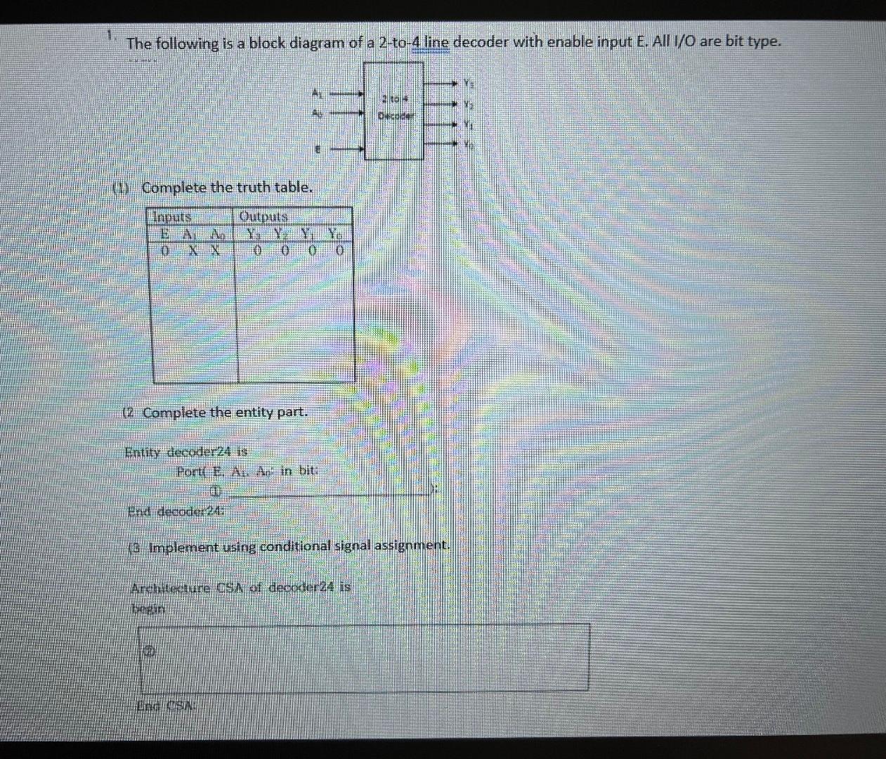 Solved The following is a block diagram of a 2-to-4 line | Chegg.com