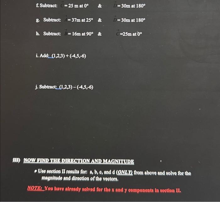 Solved I) Given the following vectors, find the x and y | Chegg.com