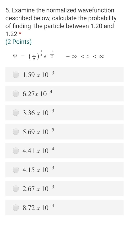 Solved 5. Examine the normalized wavefunction described | Chegg.com