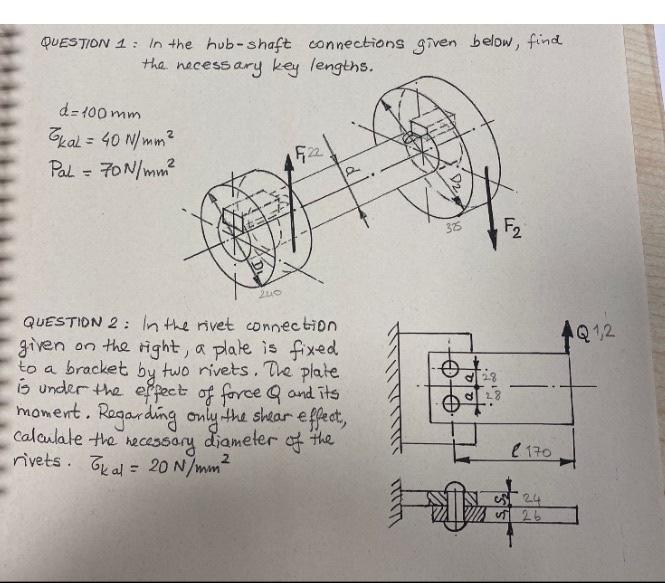 Solved QUESTION 1: in the hub-shaft connections given below, | Chegg.com