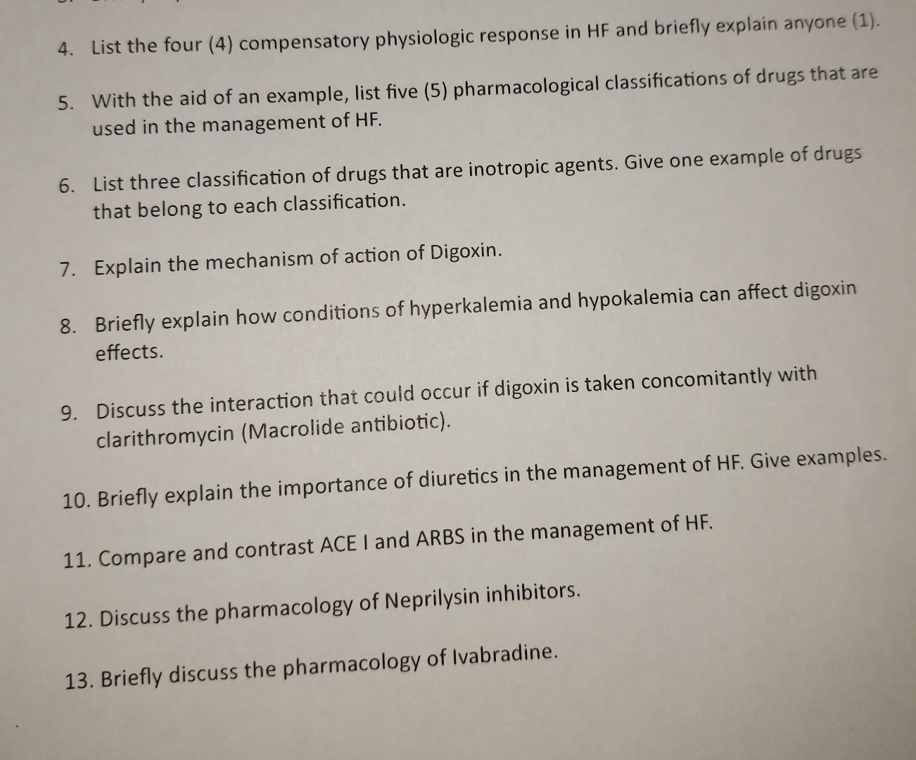 Solved 4. List the four (4) compensatory physiologic | Chegg.com