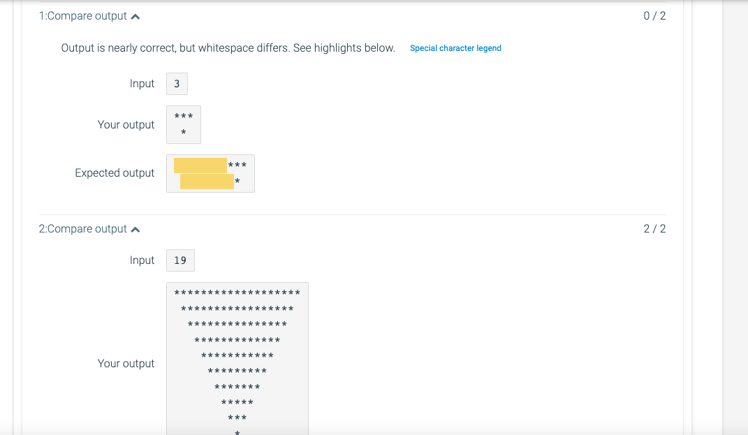Solved 11.14 ﻿LAB: Drawing an upside down triangleWrite a | Chegg.com