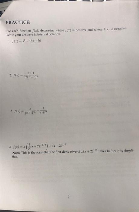 Solved For each function f(x), determine where f(x) is | Chegg.com