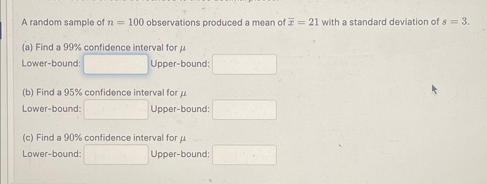 Solved A random sample of n=100 ﻿observations produced a | Chegg.com