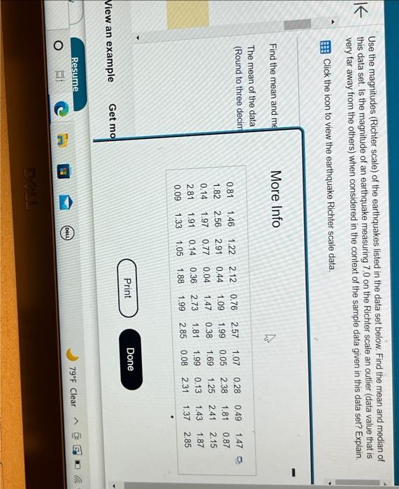 Solved Use the magnitudes (Richter scale) of the earthquakes | Chegg.com