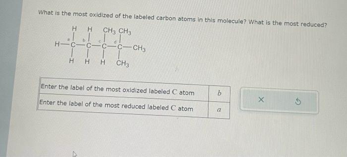 Solved What is the most oxidized of the labeled carbon atoms | Chegg.com