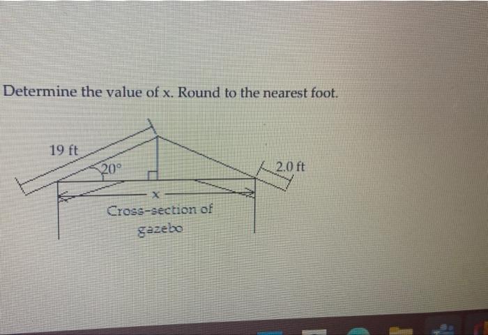 Solved Determine the value of x. Round to the nearest foot. | Chegg.com