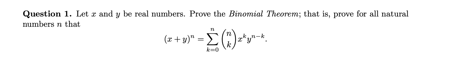 Solved Question 1. ﻿Let x ﻿and y ﻿be real numbers. Prove the | Chegg.com