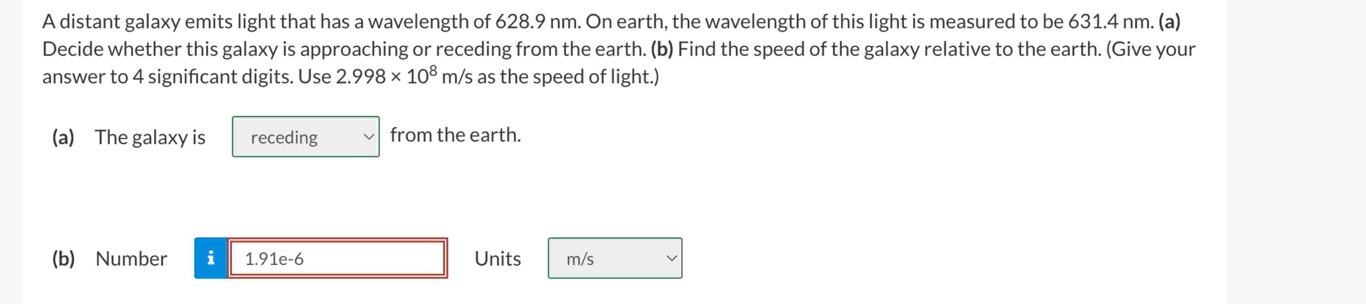 A distant galaxy emits light that has a wavelength of | Chegg.com