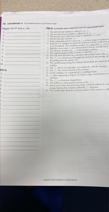 Figure.13-17 dromp. 155) Fill-in fomplete each | Chegg.com