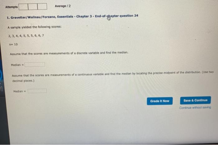 Solved Attempts Average/2 1. Gravetter/Wallnau/Forzano, | Chegg.com
