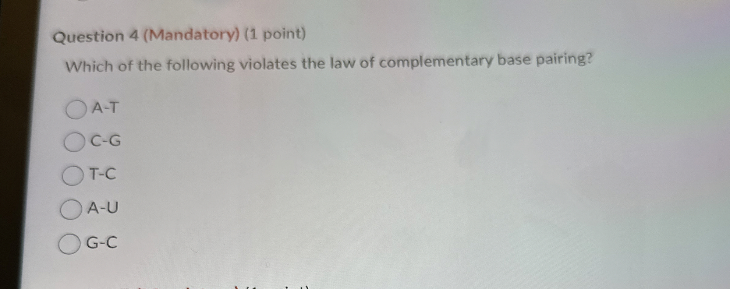 Solved Question 4 (Mandatory) (1 ﻿point)Which of the | Chegg.com
