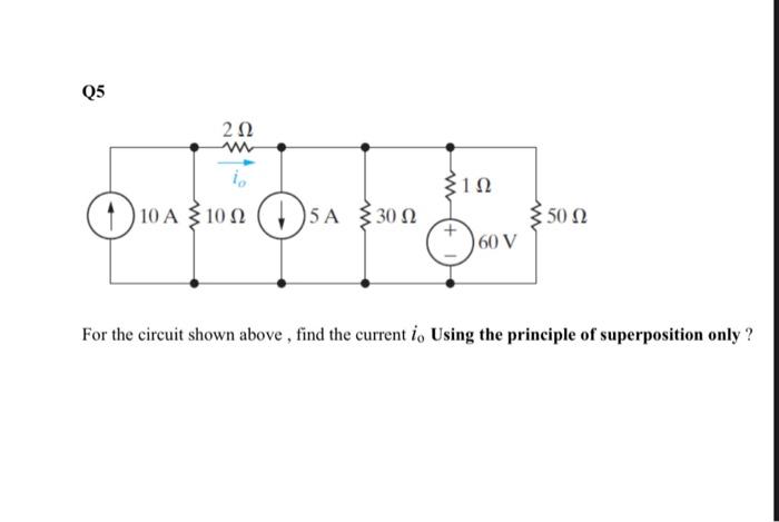 Solved For the circuit shown above, find the current i0 | Chegg.com