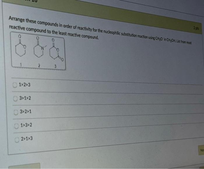 Solved Arrange these compounds in order of reactivity for | Chegg.com