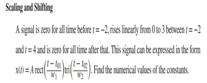 Solved Scaling and Shifting A signal is zero for all time | Chegg.com