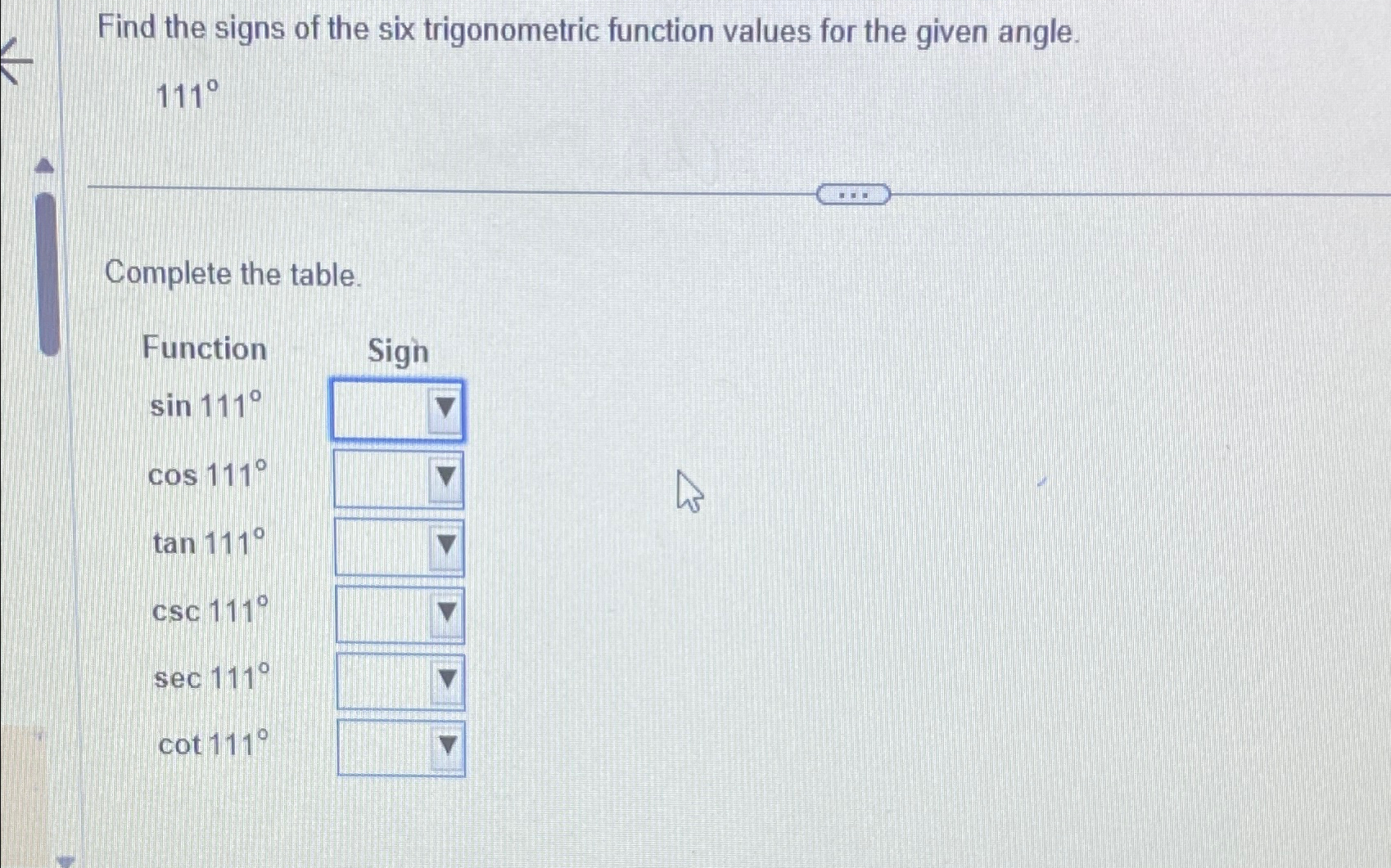 Solved Find the signs of the six trigonometric function | Chegg.com