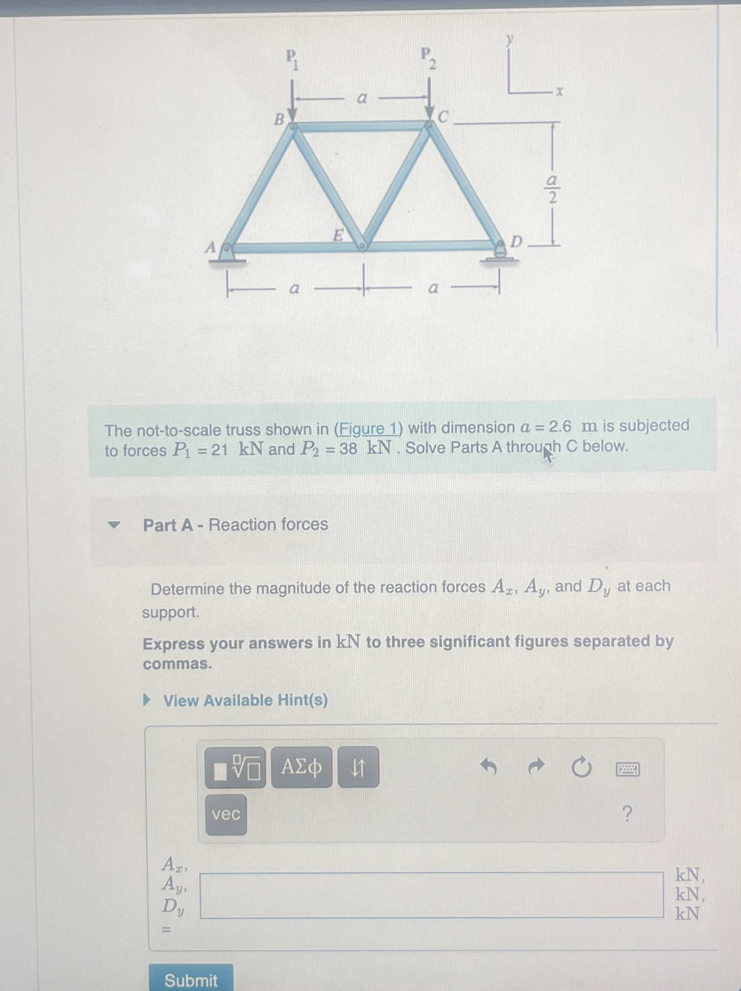 Solved The not-to-scale truss shown in (Figure 1) ﻿with | Chegg.com