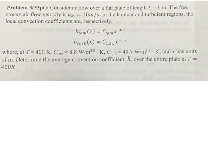 Solved Problem 3(33pt): Consider airflow over a flat plate | Chegg.com