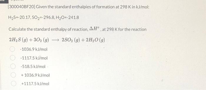 Solved [300030AF20] Given the following standard reduction | Chegg.com