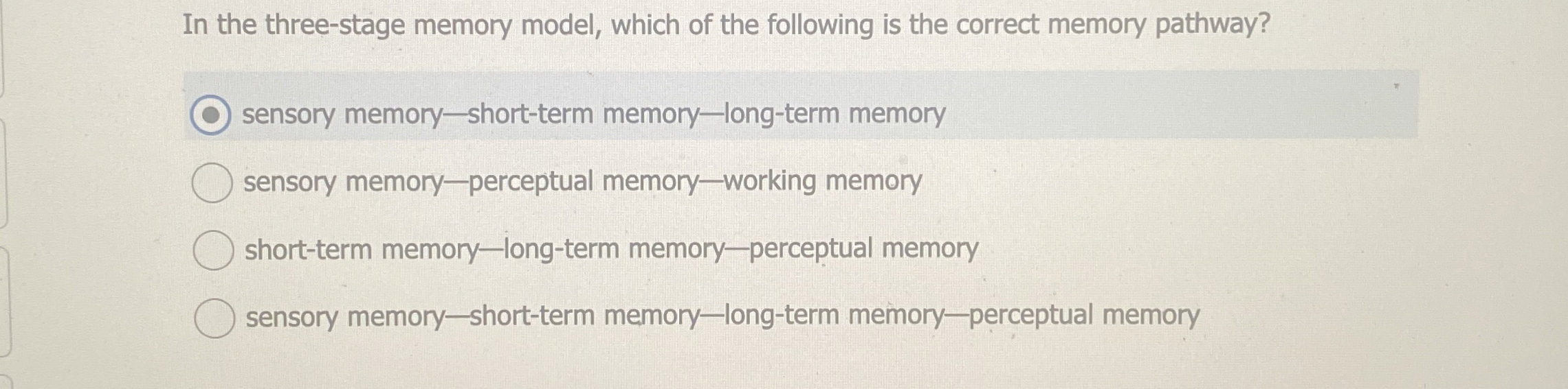 Solved In the three-stage memory model, which of the | Chegg.com