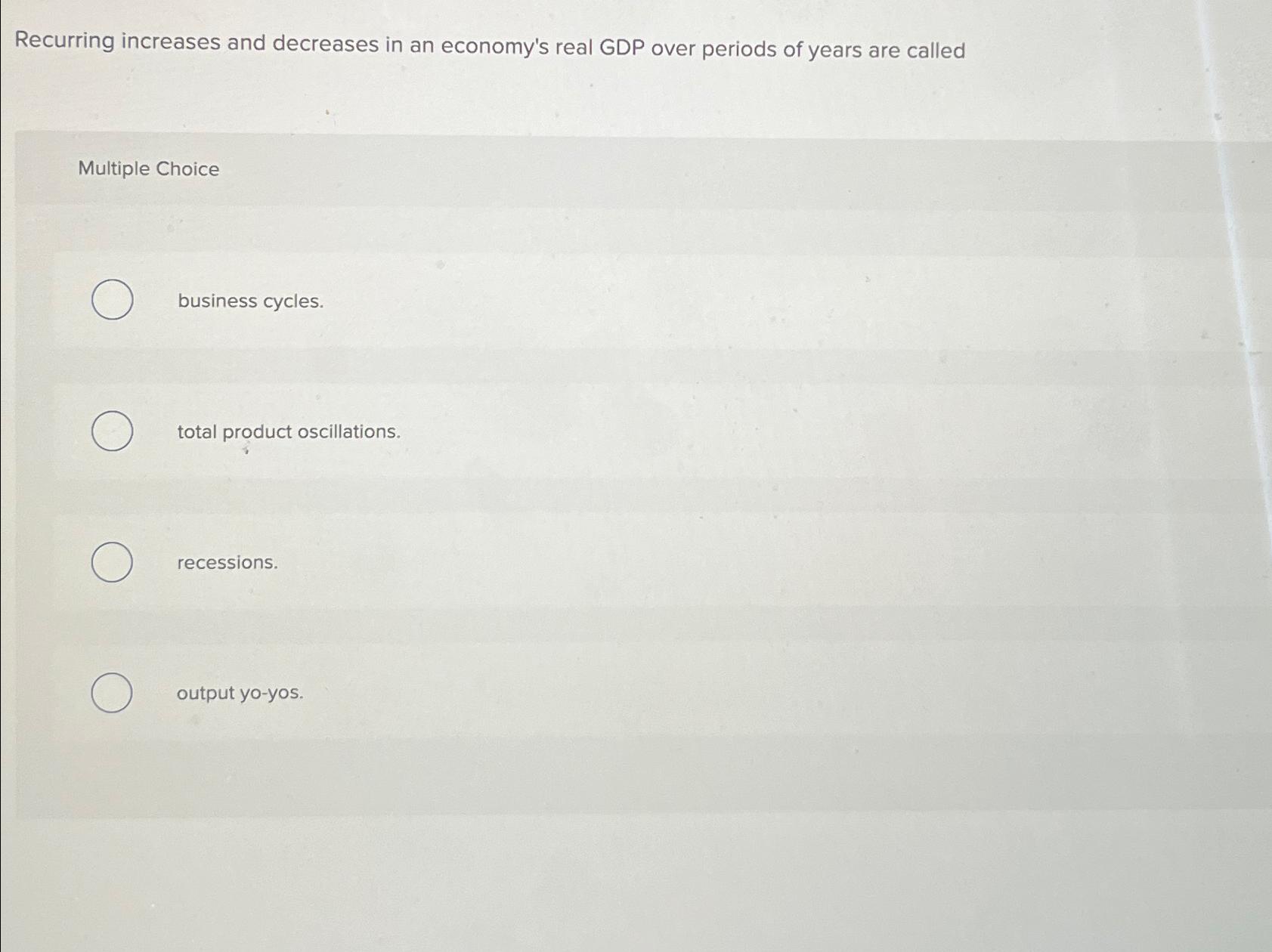 Solved Recurring increases and decreases in an economy's | Chegg.com