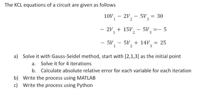 Solved The KCL equations of a circuit are given as follows | Chegg.com