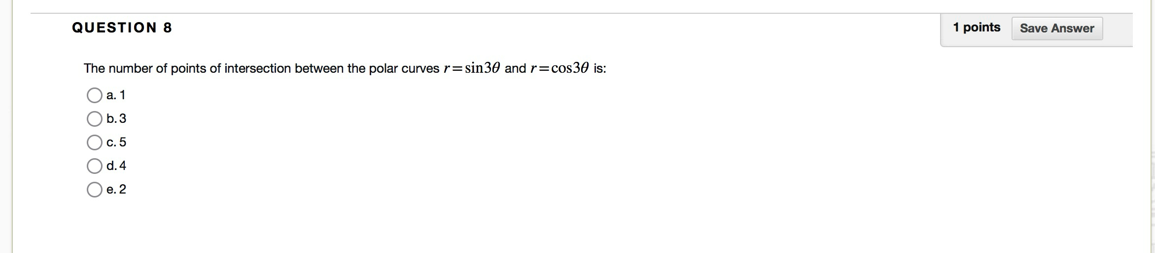Solved QUESTION 8The number of points of intersection | Chegg.com
