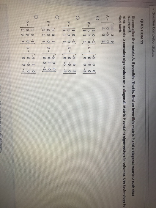 Solved TOT * Question Completion Status: QUESTION 11 | Chegg.com