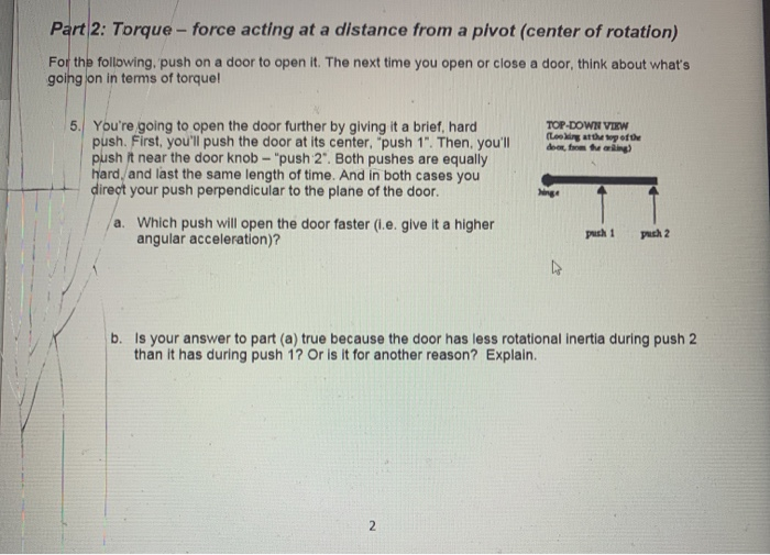Solved Part 2: Torque-force acting at a distance from a | Chegg.com