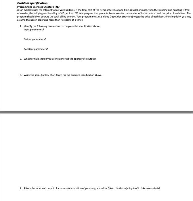 Solved Problem specification: Programming Exercises Chapter | Chegg.com