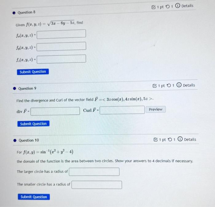 Solved Given f(x,y,z)=3x−6y−5z, find | Chegg.com