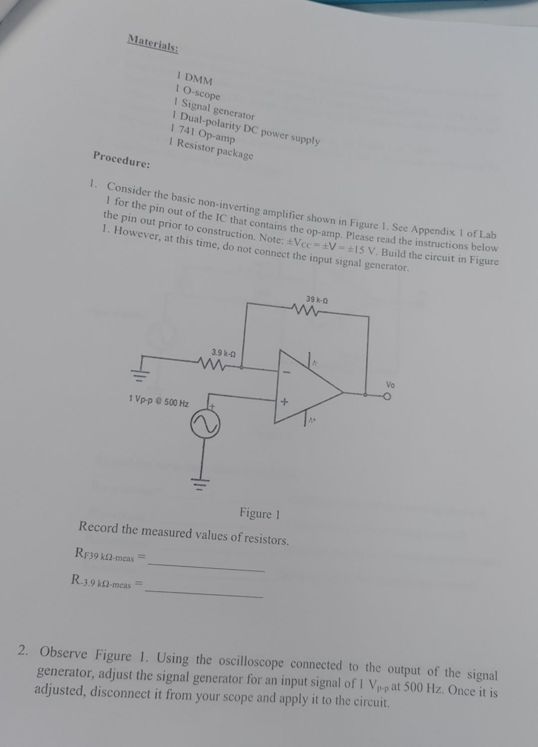 1. Consider the basic non-inverting amplifier shown | Chegg.com