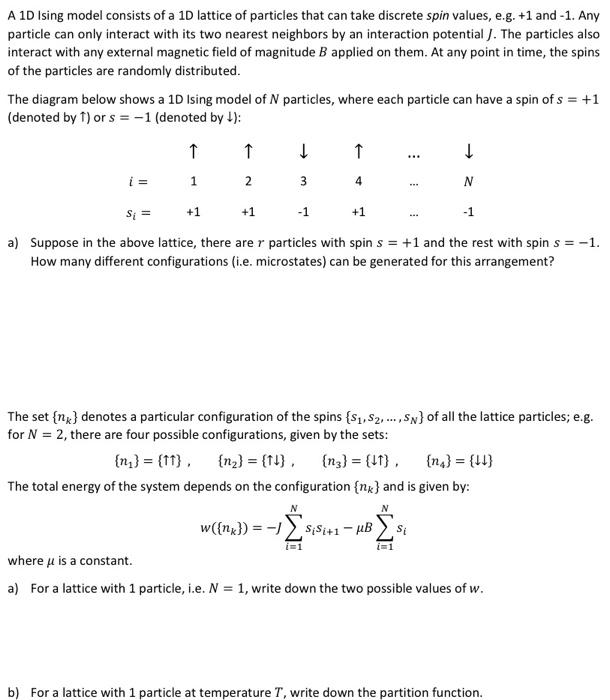 A 1D Ising model consists of a 1D lattice of | Chegg.com