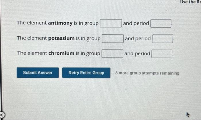 Solved The element antimony is in group and period The | Chegg.com