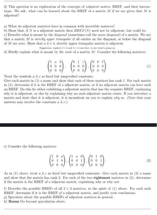 Solved 3) This question is an exploration of the concepts of | Chegg.com