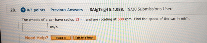 Solved The wheels of a car have radius 13 in. and are | Chegg.com