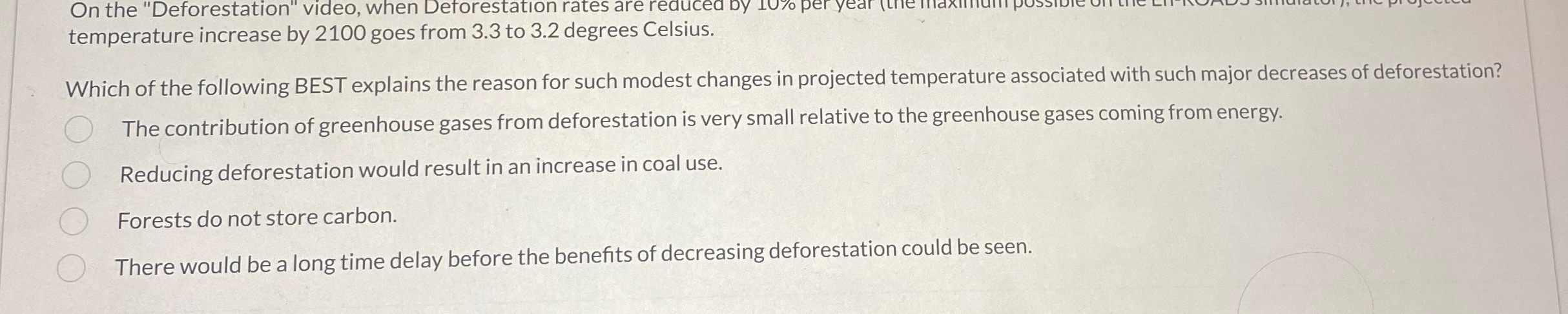 Solved temperature increase by 2100 ﻿goes from 3.3 ﻿to 3.2 | Chegg.com
