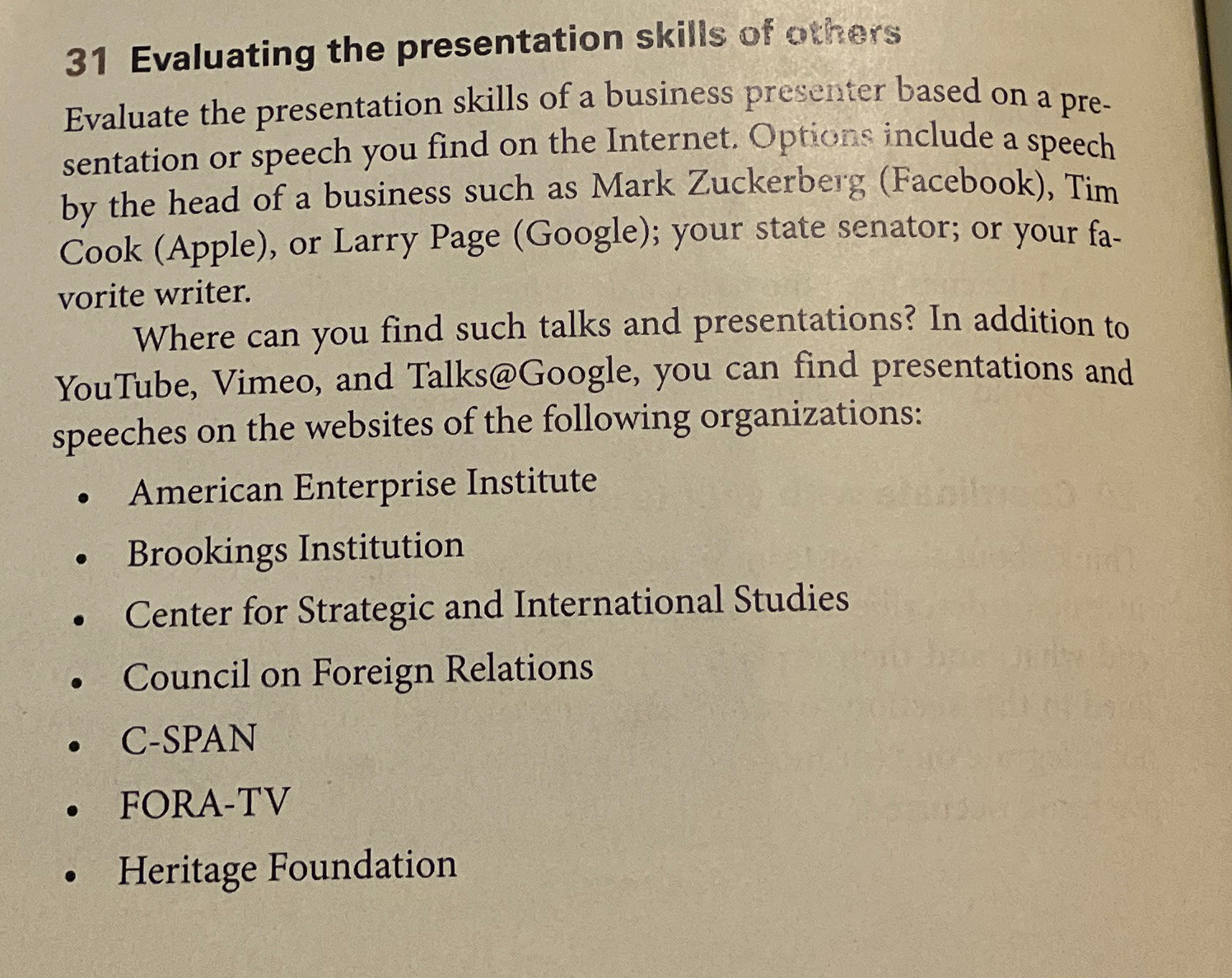 Solved 31 ﻿Evaluating the presentation skills of | Chegg.com