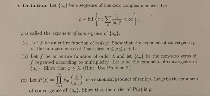 5. Definition. Let {an} be a sequence of non-zero | Chegg.com