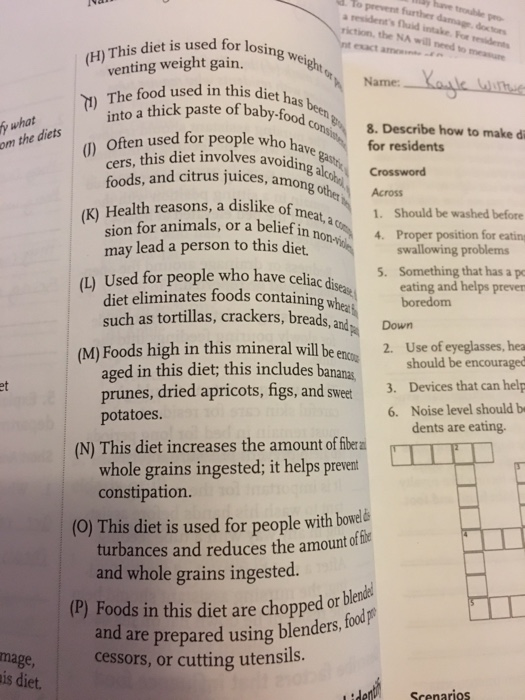 Solved 75 88 4 Fig 6. Explain special diets Matching Read | Chegg.com