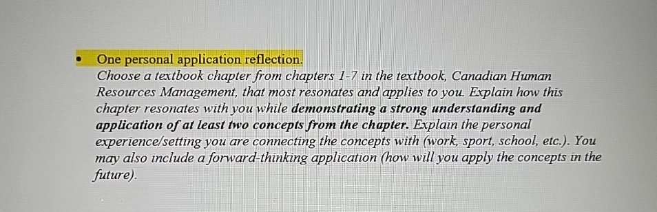 Solved One personal application reflection.Choose a textbook | Chegg.com
