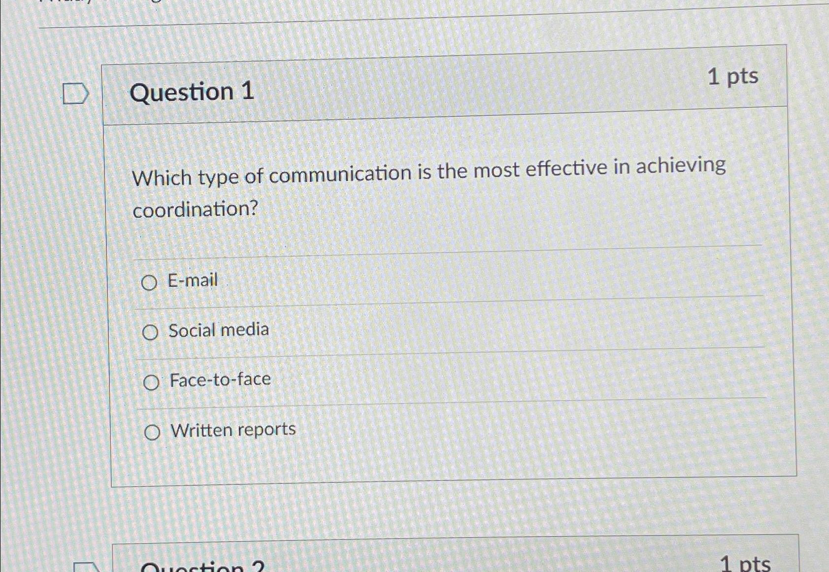 Solved Question 11 ﻿ptsWhich type of communication is the | Chegg.com