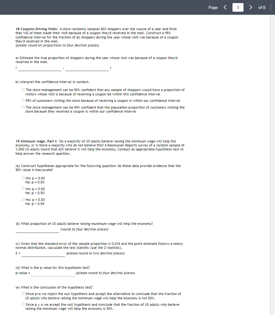 Solved answer18 ﻿Coupons Driving Visits: A store randomly | Chegg.com
