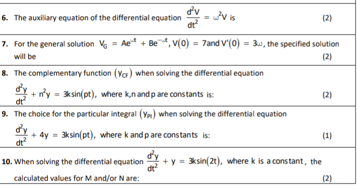 Solved d²y dv 6. The auxiliary equation of the differential | Chegg.com