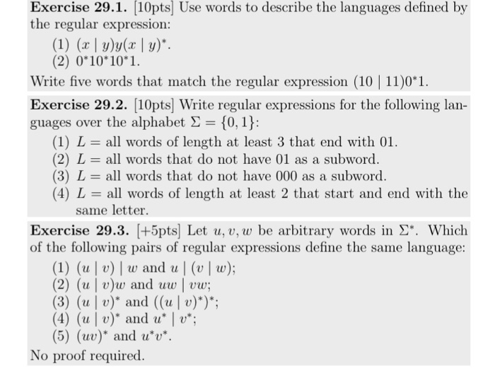 Solved Exercise 29.1. (10pts. Use words to describe the | Chegg.com Solved Exercise 29.1. (10pts. Use words to describe the | Chegg.com