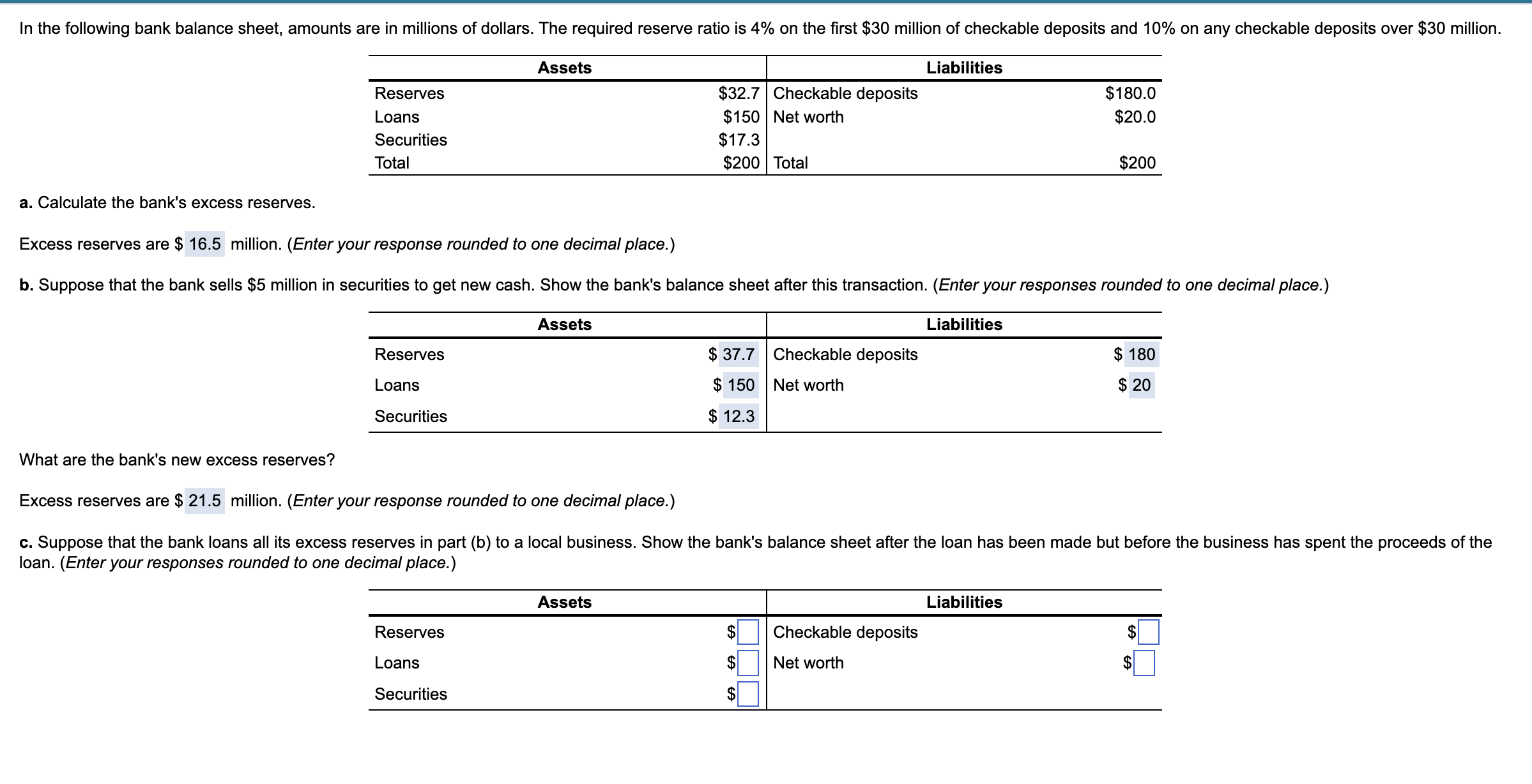 Solved In the following bank balance sheet, amounts are in | Chegg.com