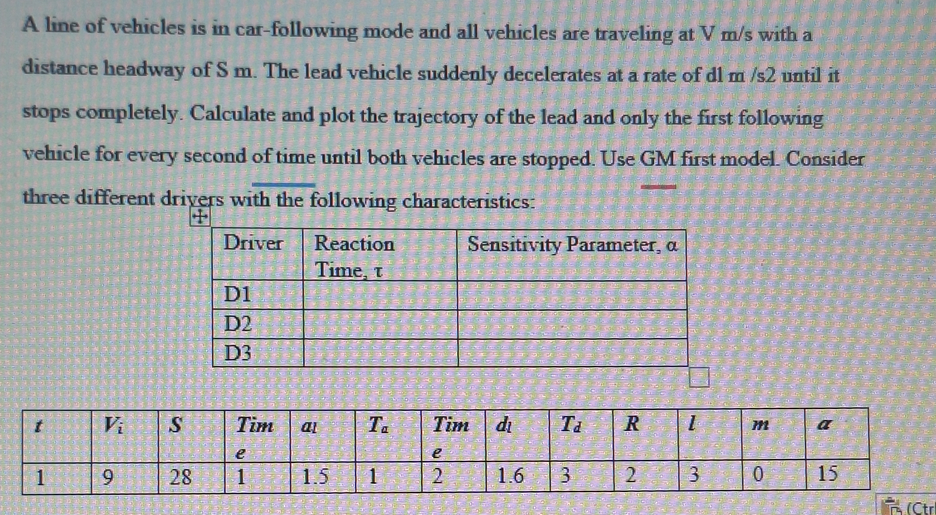 Solved A line of vehicles is in car-following mode and all | Chegg.com