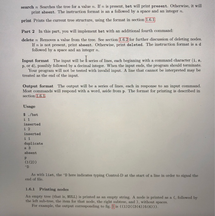 Solved 16 Bst Binary Search Trees Write A Program Bst That 2645