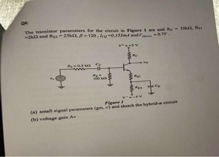 Solved The transistor parameters for the circuit in Figure 1 | Chegg.com